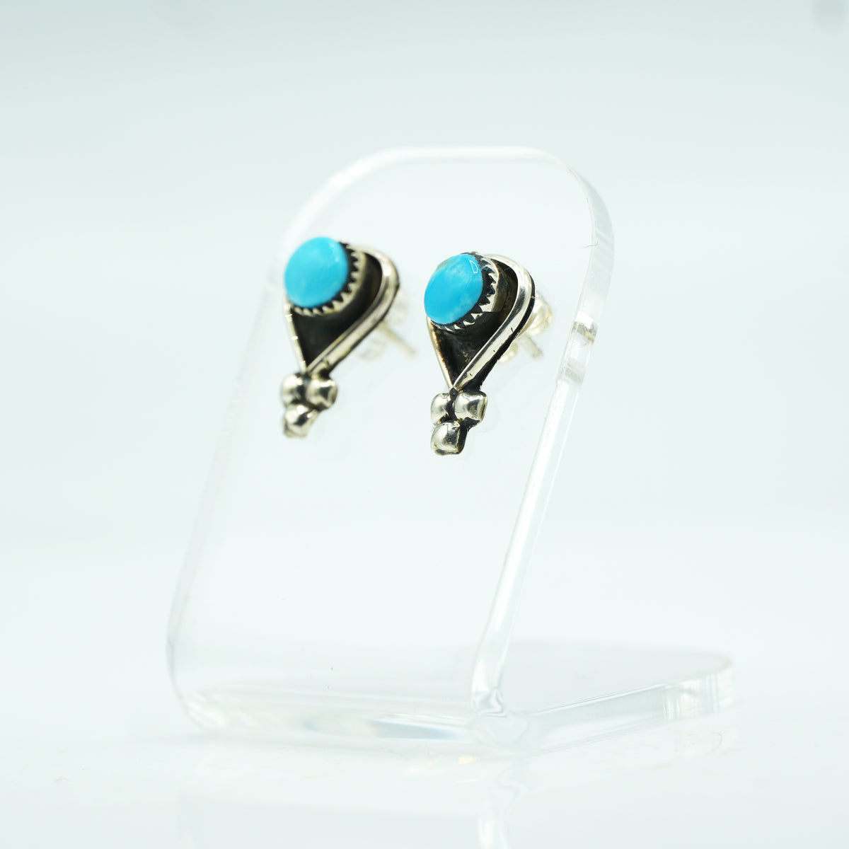 Zuni Sterling Silver & Turquoise Stud Earrings – Two Feathers Brighton