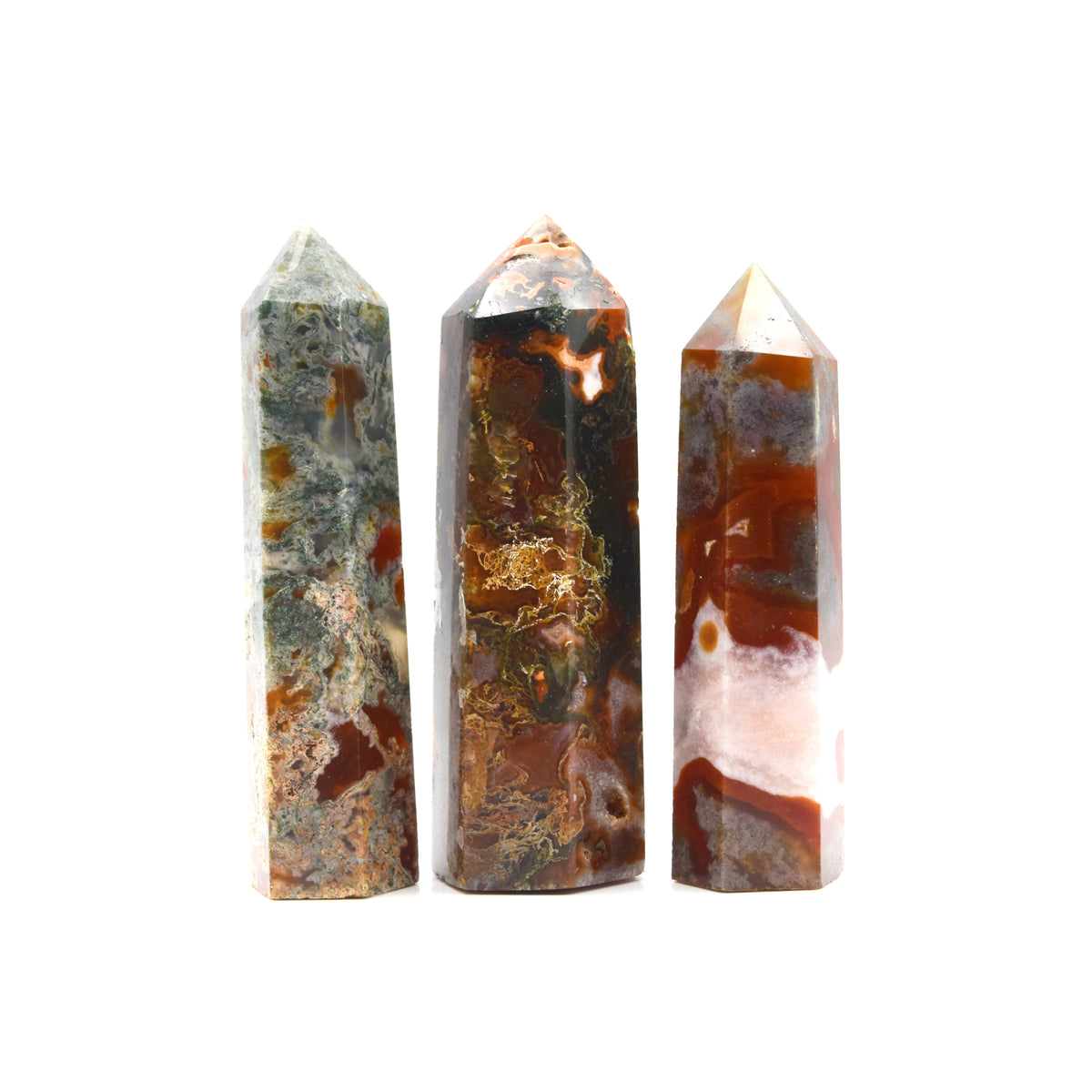 Red Moss Agate Towers – Two Feathers Brighton