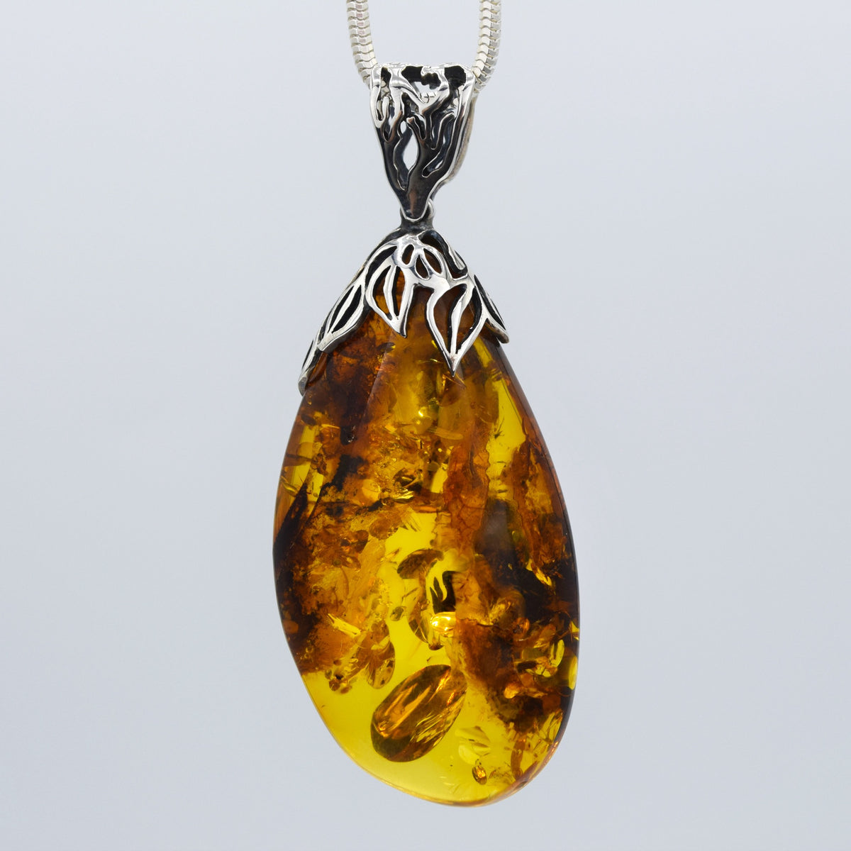 Amber Pendant Inlay 925 Silver – Two Feathers Brighton