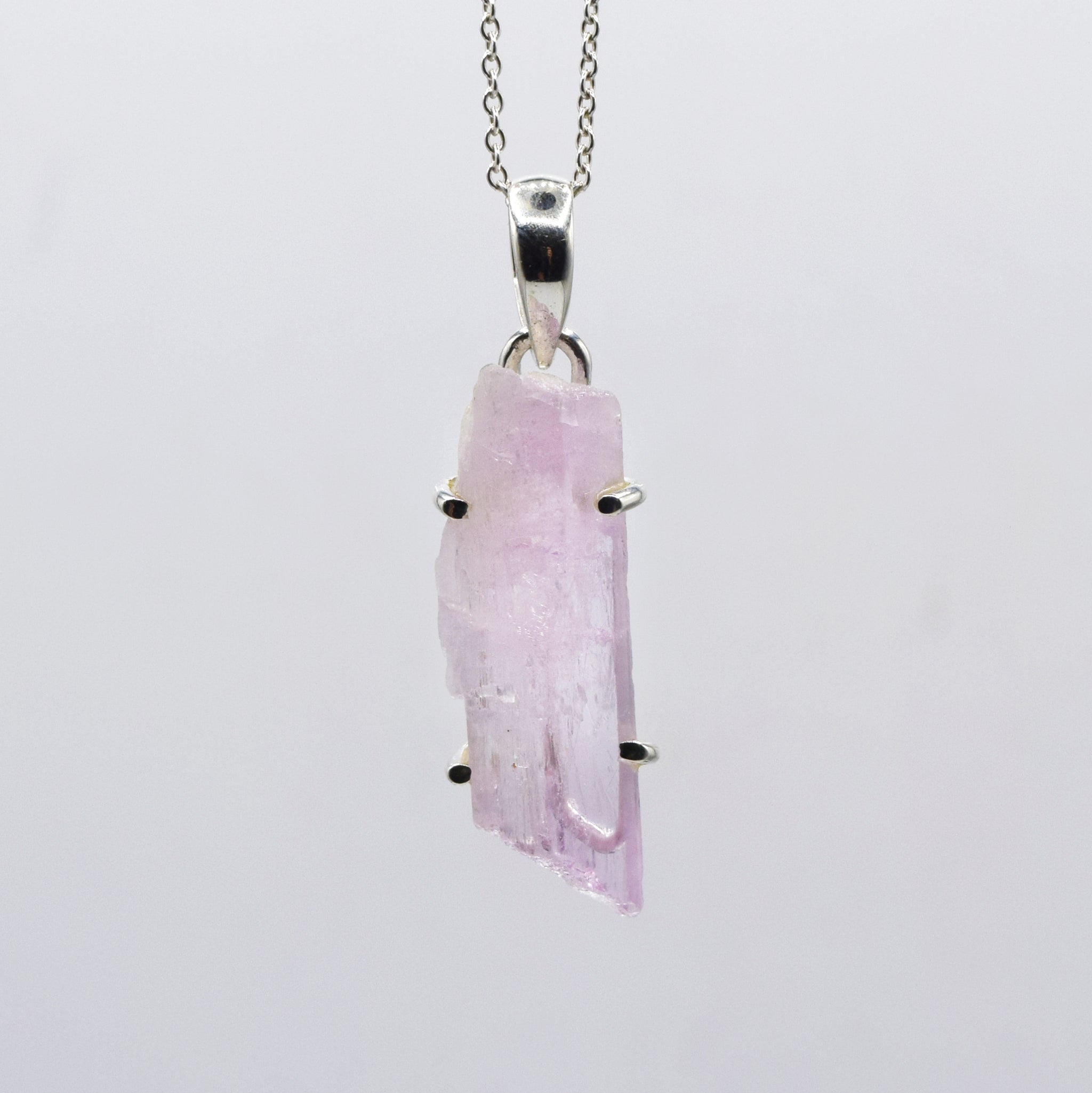 Kunzite Pendant in 925 Silver Two Feathers Brighton